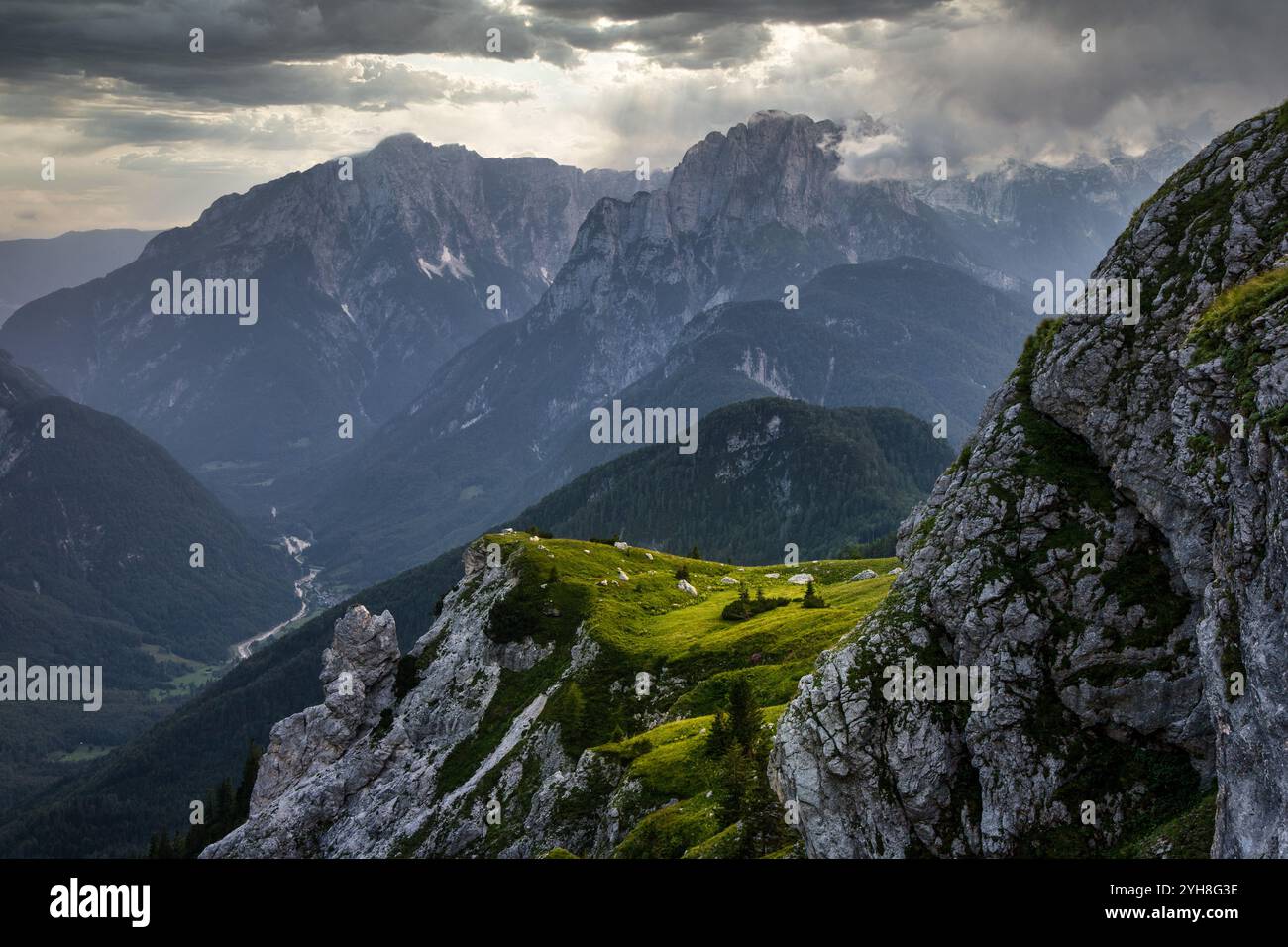 View into sock valley from Mangart Stock Photo - Alamy