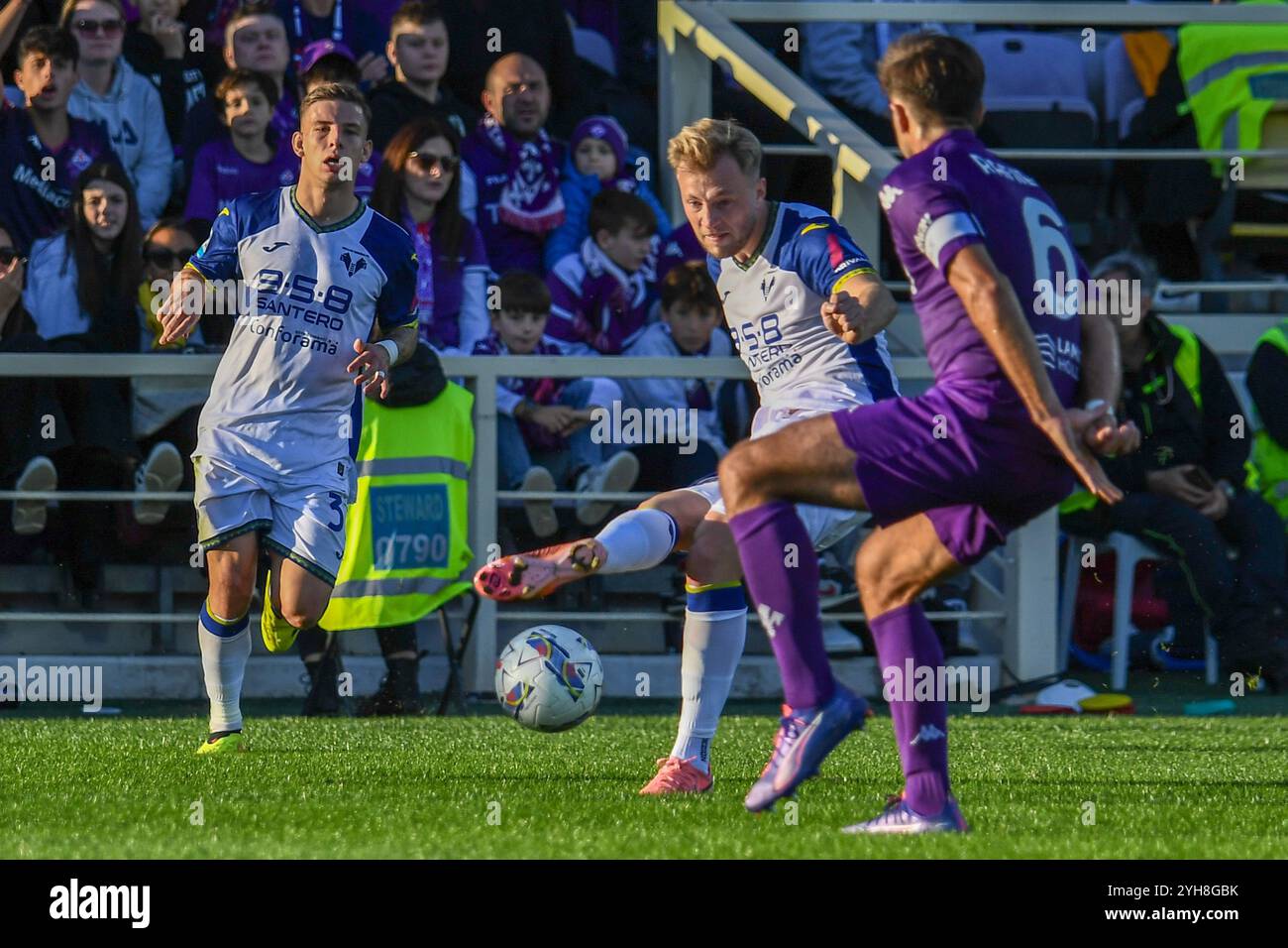Verona's Casper Tengstedt thwarted by Fiorentina's Luca Ranieri during ...