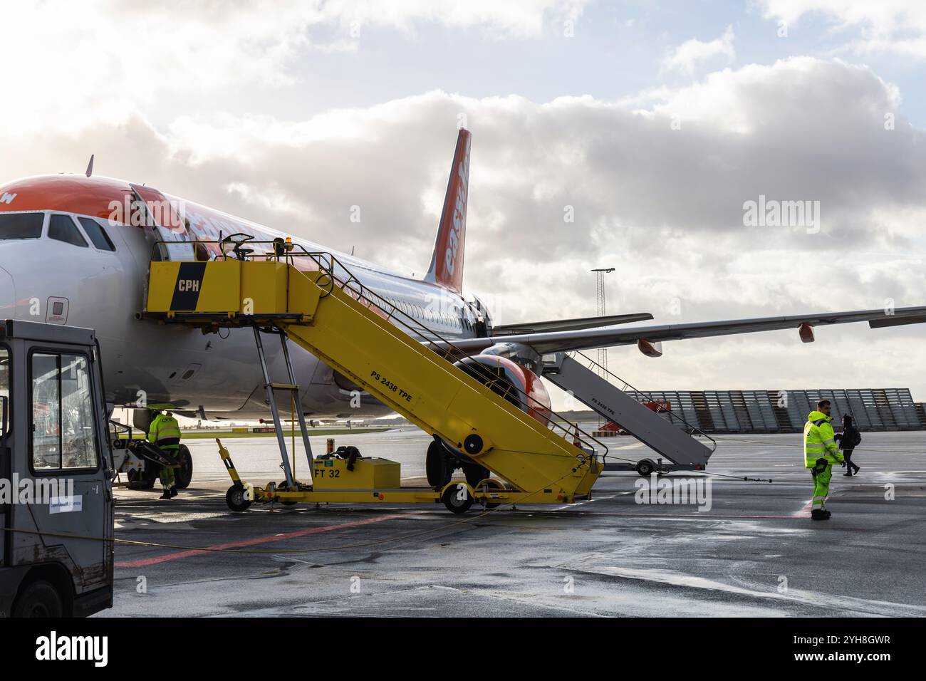 Easy Jet plane parked at Copenhagen airport. Copenhagen, Denmark Stock ...
