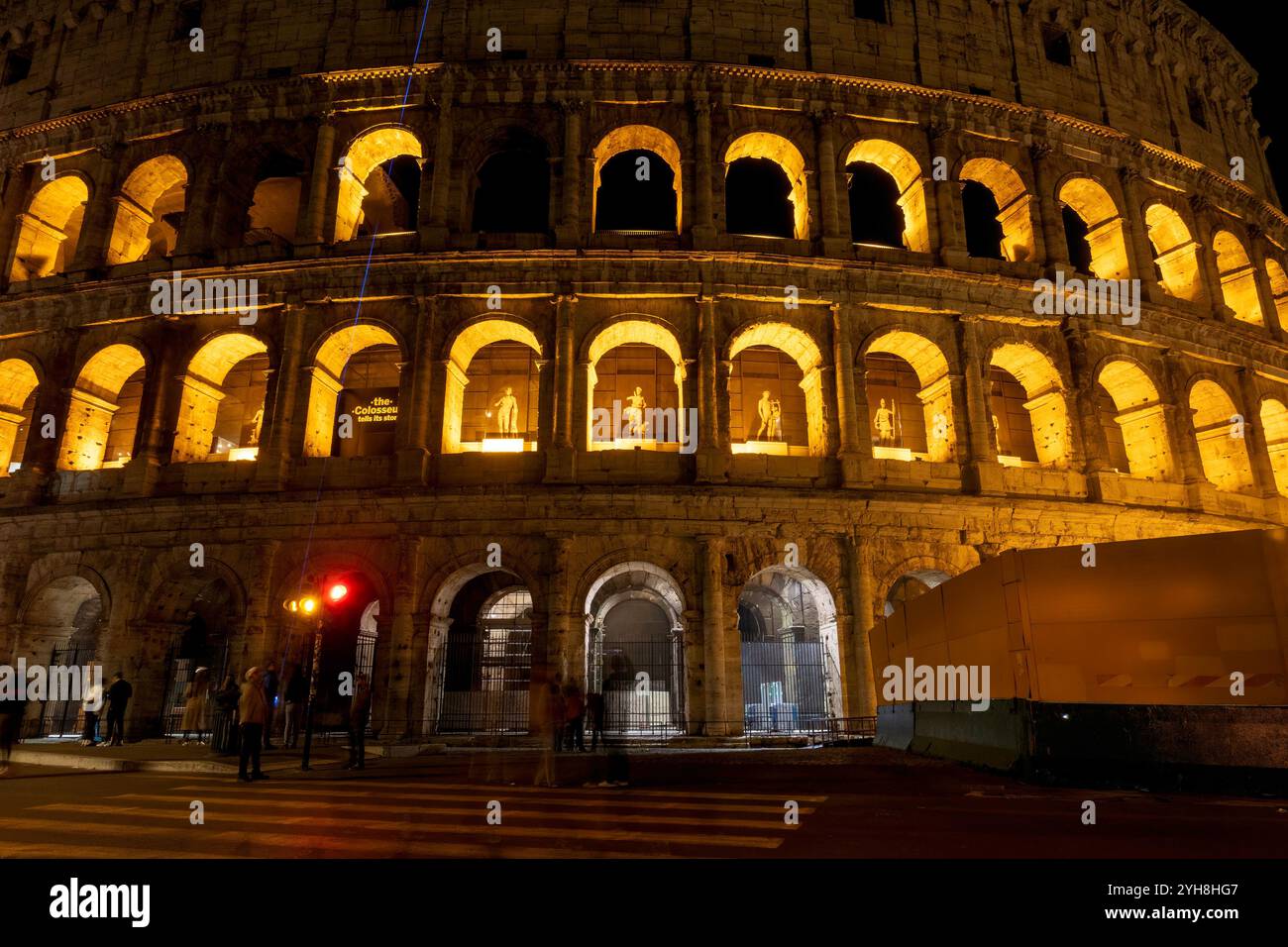 Rome, Italy - November 1, 2024: Night view of the Roman Colosseum ...