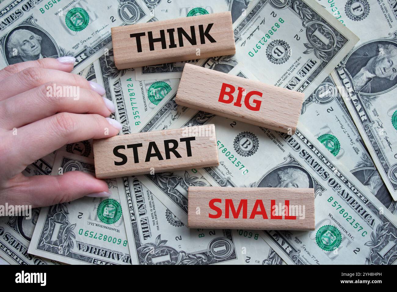 Think big start small symbol. Concept words Think big start small on ...