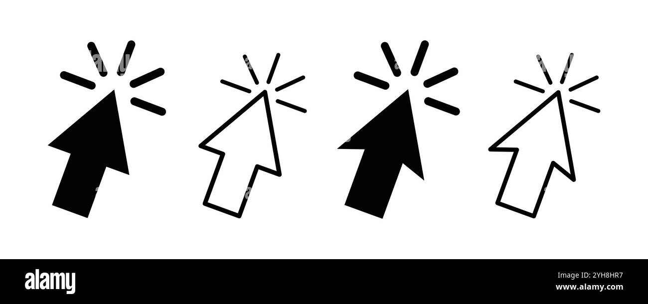 Click Icon Vector Computer Mouse Click Cursor Black Arrow Icons Isolated On White Background