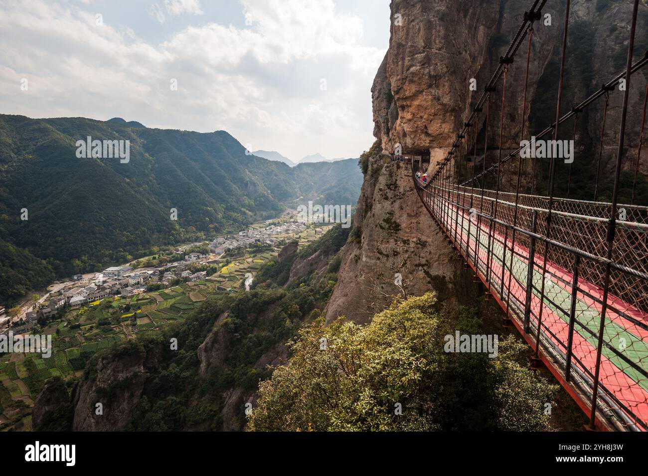 Hanging bridge at the Divine Cliffs, North Yandang Scenic Area ...