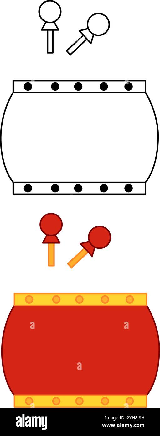 China traditional drums. vector cartoon isolated illustration. China ...
