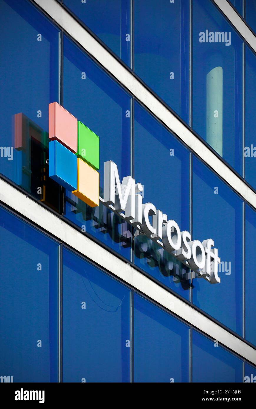 Milan, Italy, June 1, 2024: Microsoft sign on the Microsoft House, the ...