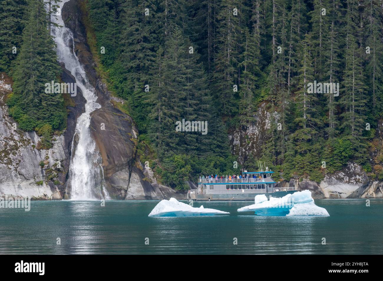 Alaska, Tongas Forest, Tracy Arm. Sightseeing boat exploring remote ...