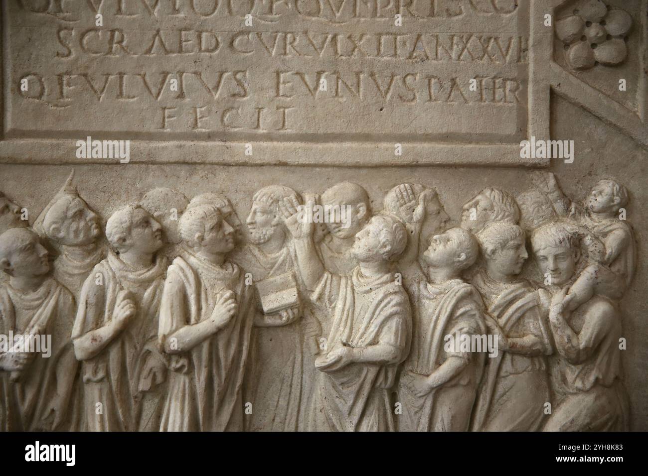 Roman funerary altar depicting public scribes assinting magistrates. 25 ...