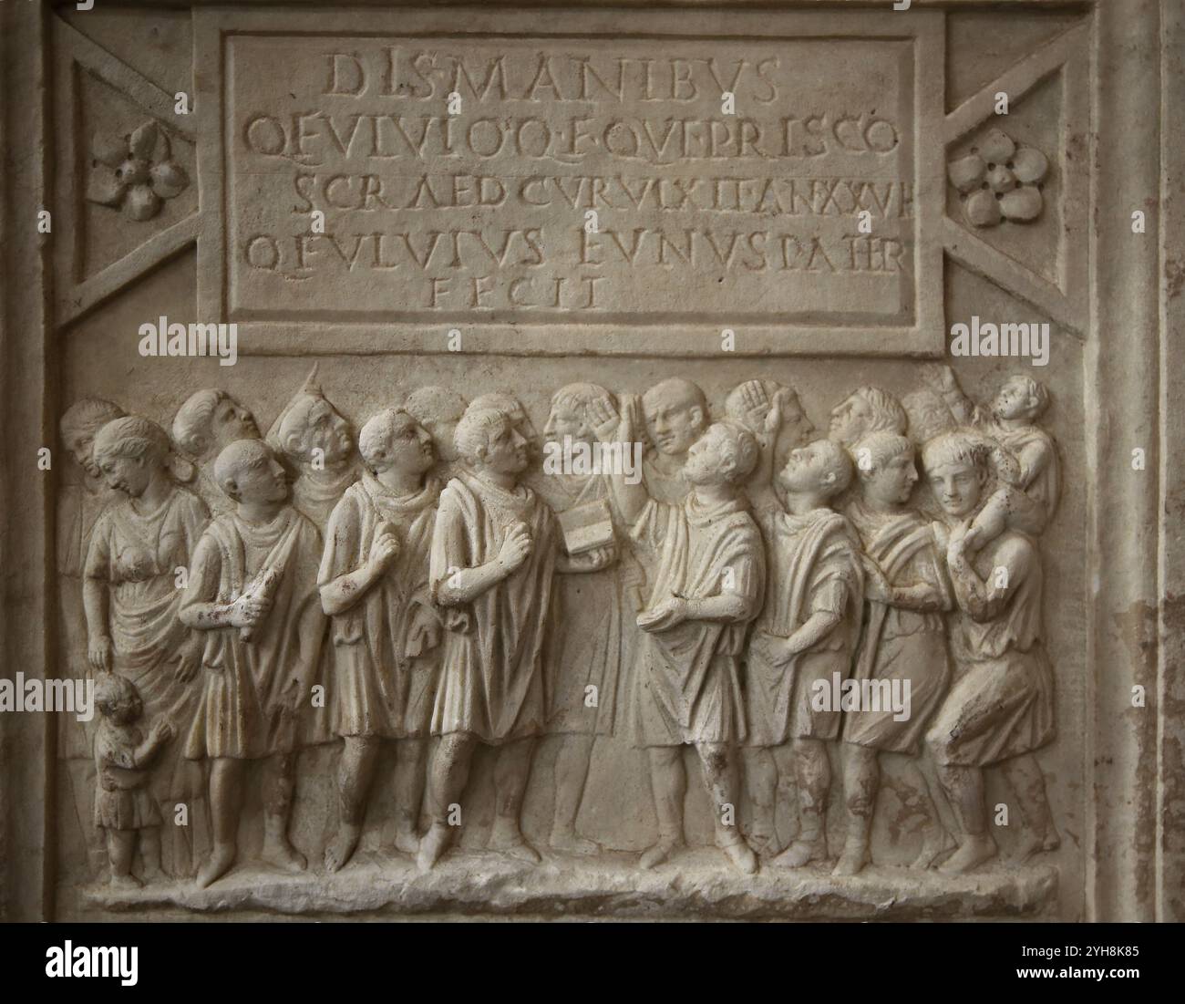 Roman funerary altar depicting public scribes assinting magistrates. 25 ...