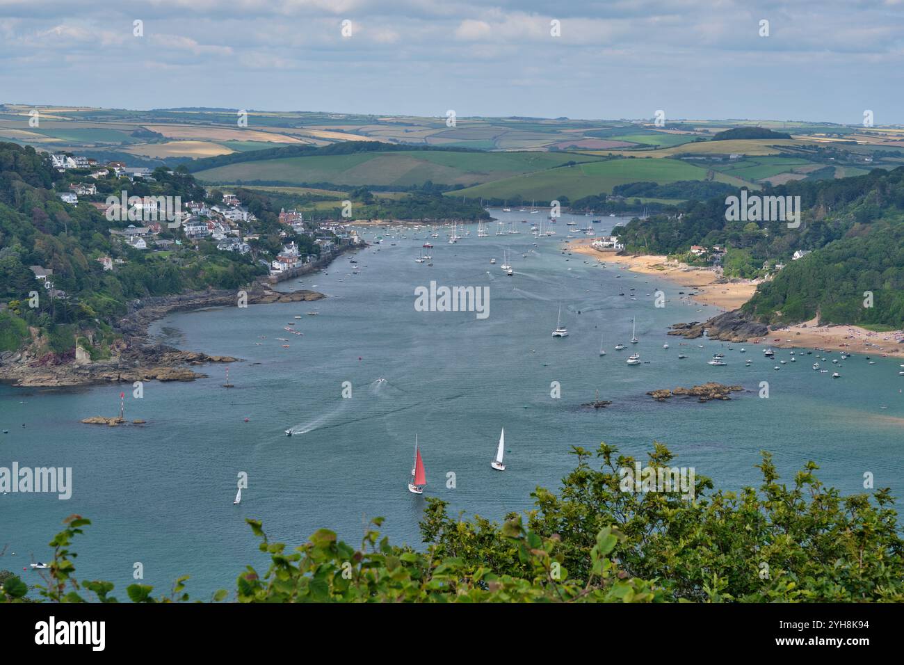 Salcombe Harbour entrance seen from the South West Coast Path, Devon ...