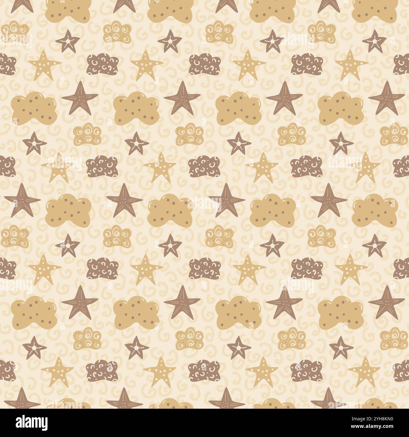Nursery seamless pattern. Stars and clouds theme decor endless ...