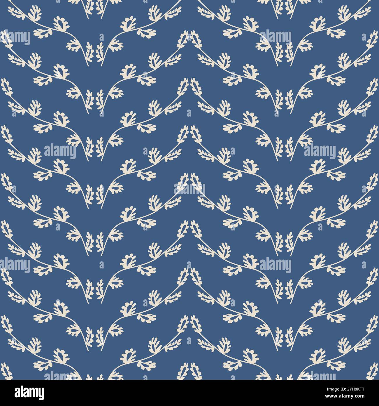 Floral branch seamless pattern. Calm leaves endless background. Blue ...