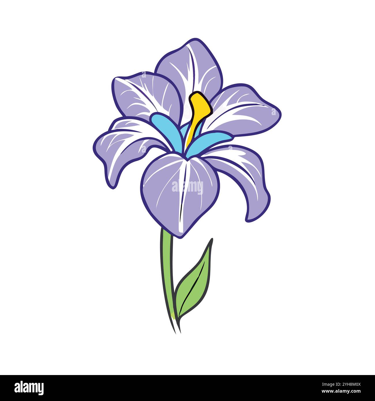 vector illustration of a iris flower, for floral designs, botanical, & nature-themed projects ...