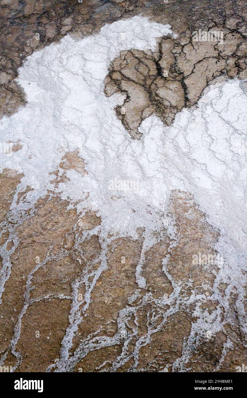 Different minerals and deposits leave abstract patterns in the ground ...