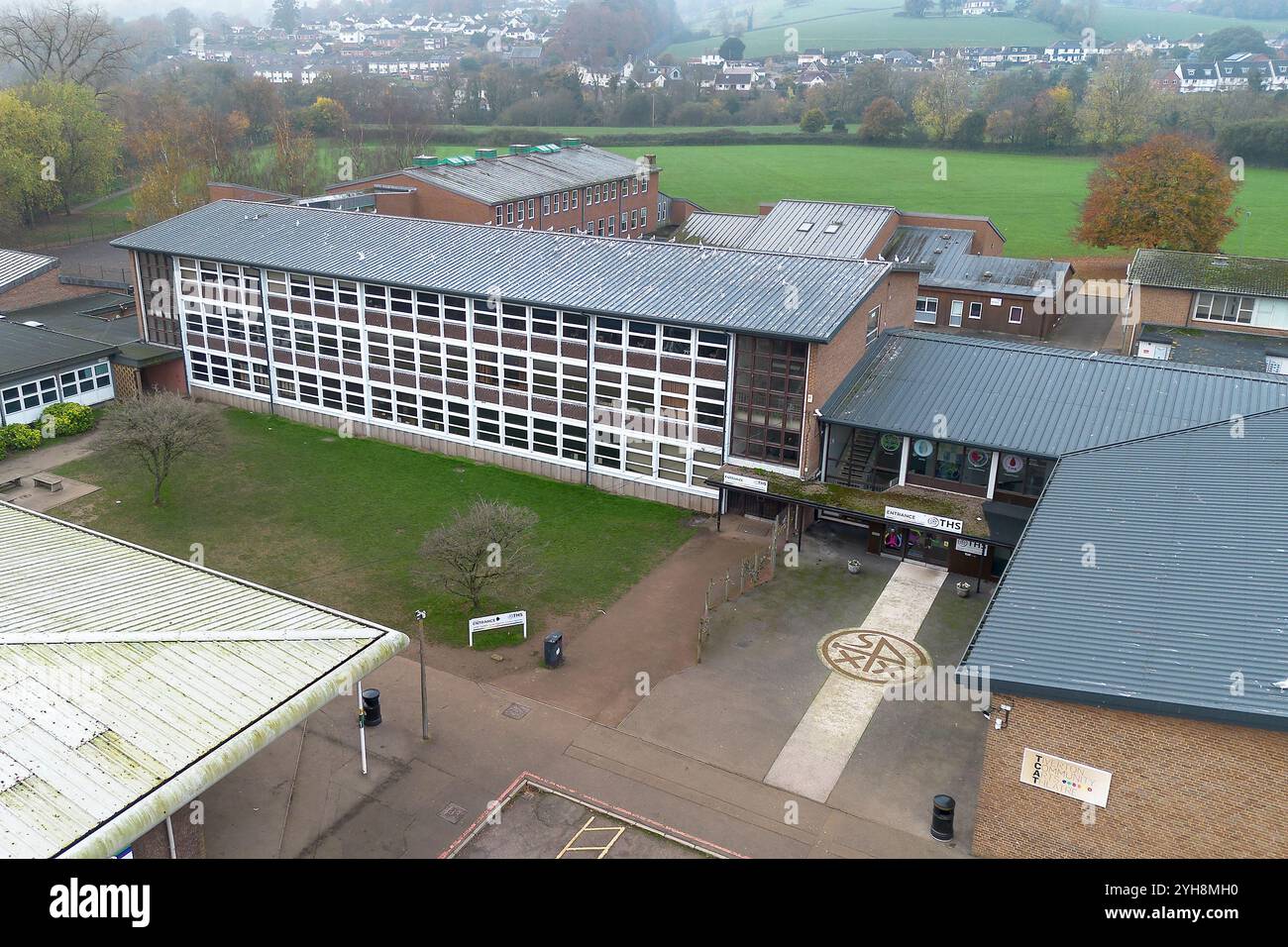 General view of Tiverton High School, Tiverton, devon, UK. The school ...