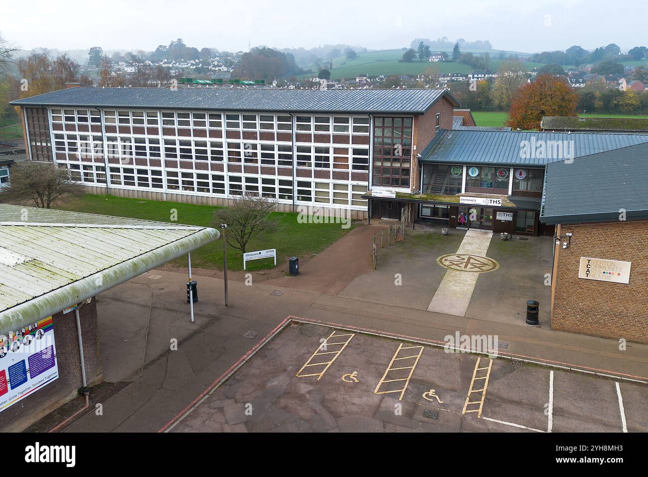 General view of Tiverton High School, Tiverton, devon, UK. The school ...
