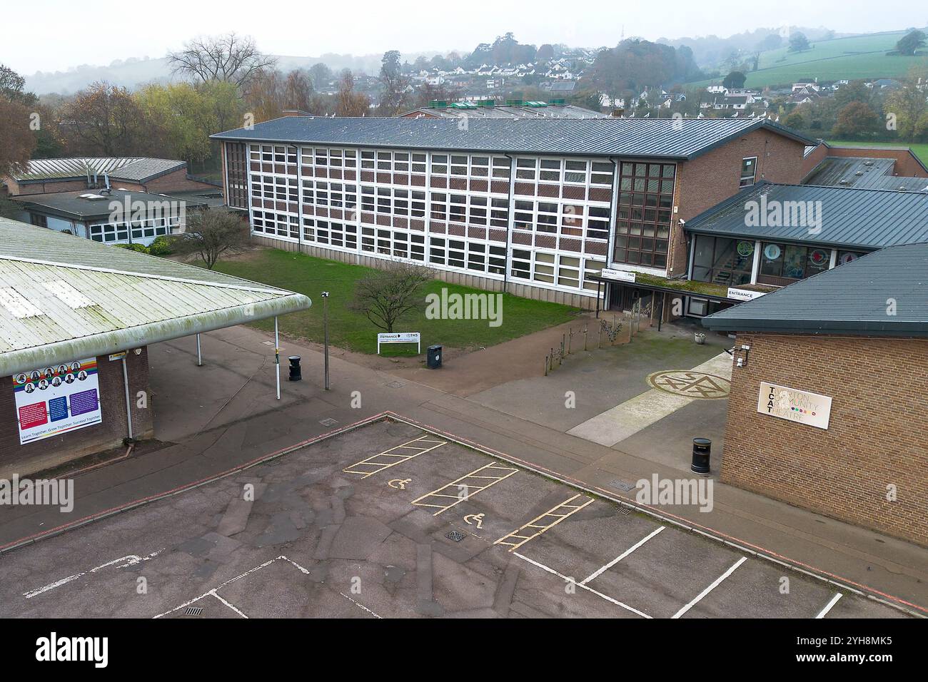 General view of Tiverton High School, Tiverton, devon, UK. The school ...