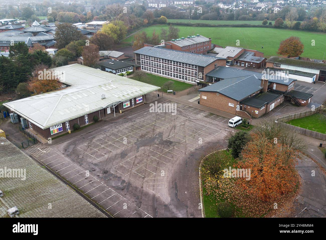 General view of Tiverton High School, Tiverton, devon, UK. The school ...