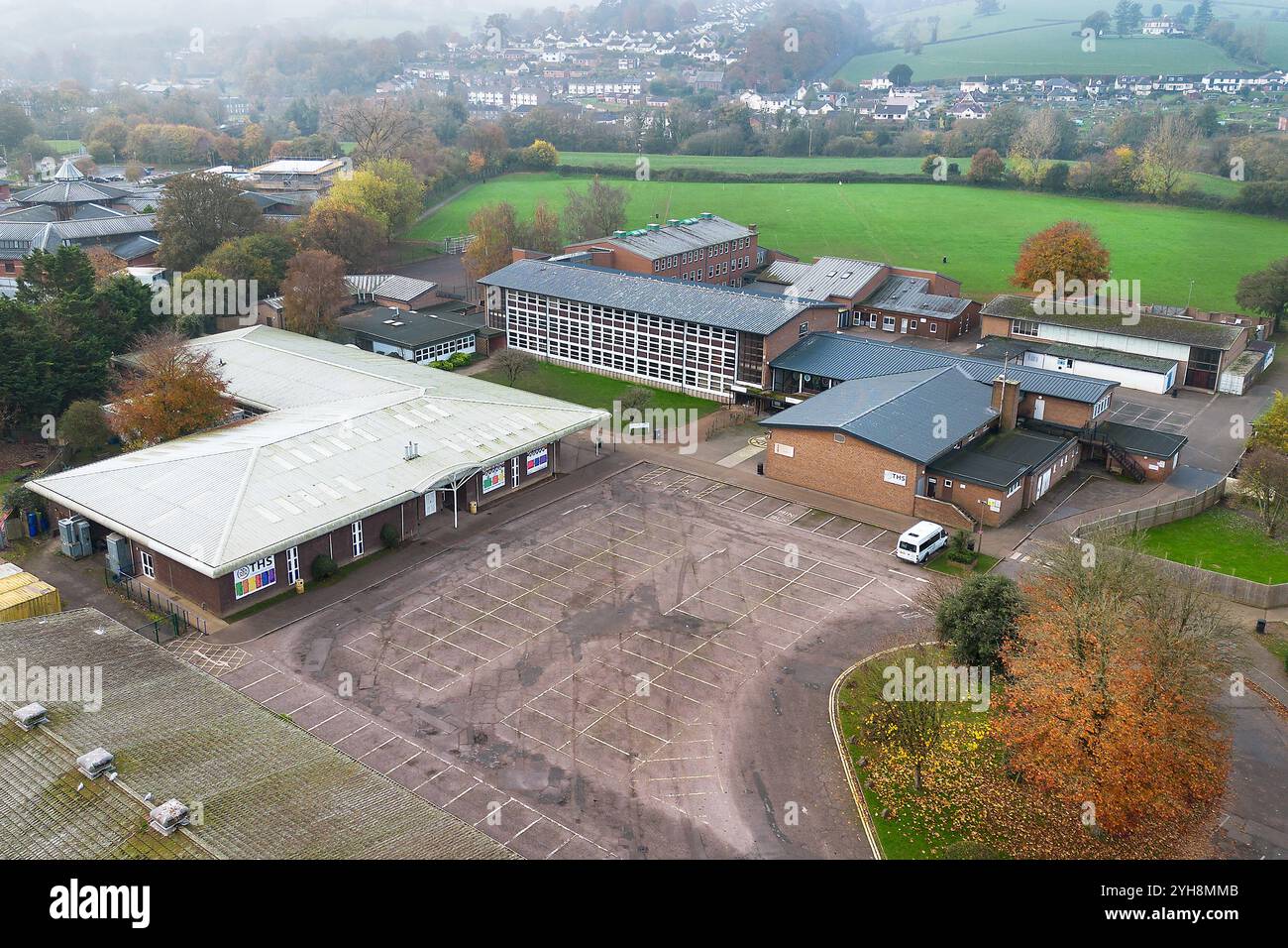 General view of Tiverton High School, Tiverton, devon, UK. The school ...