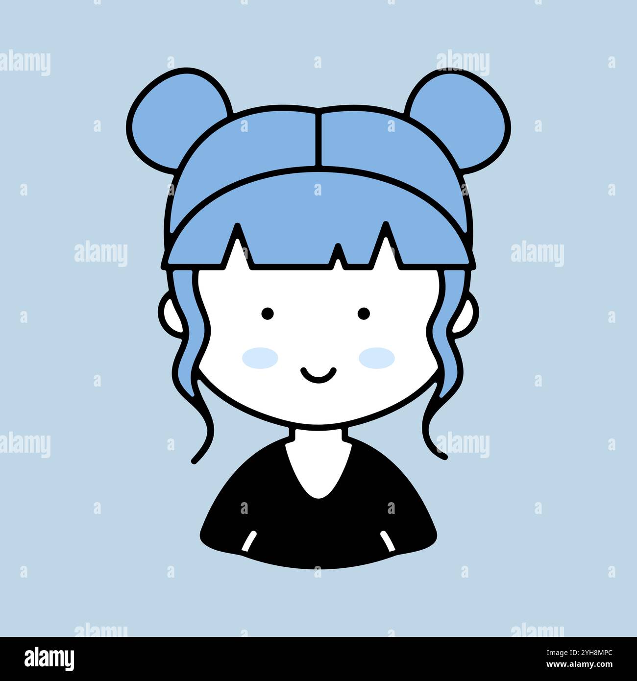 Cute female head with pretty fashion hairdo vector icon. Avatar ...