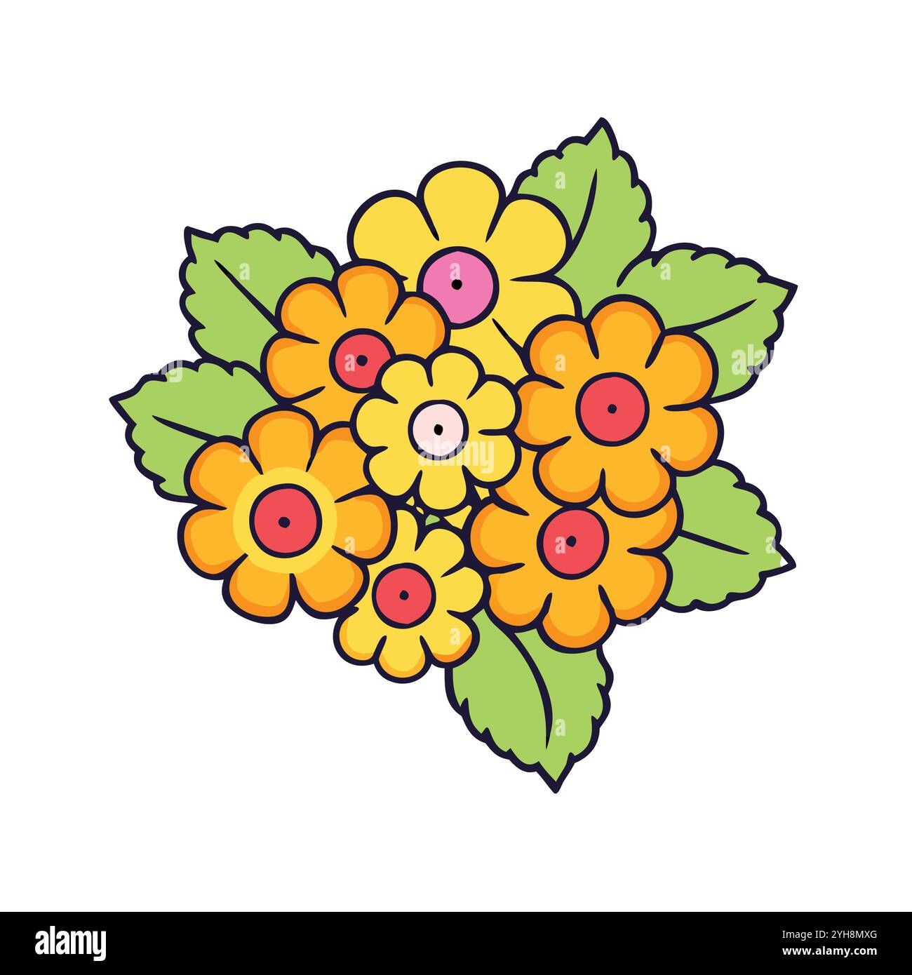 vector illustration of a lantana flower, for floral designs, botanical ...
