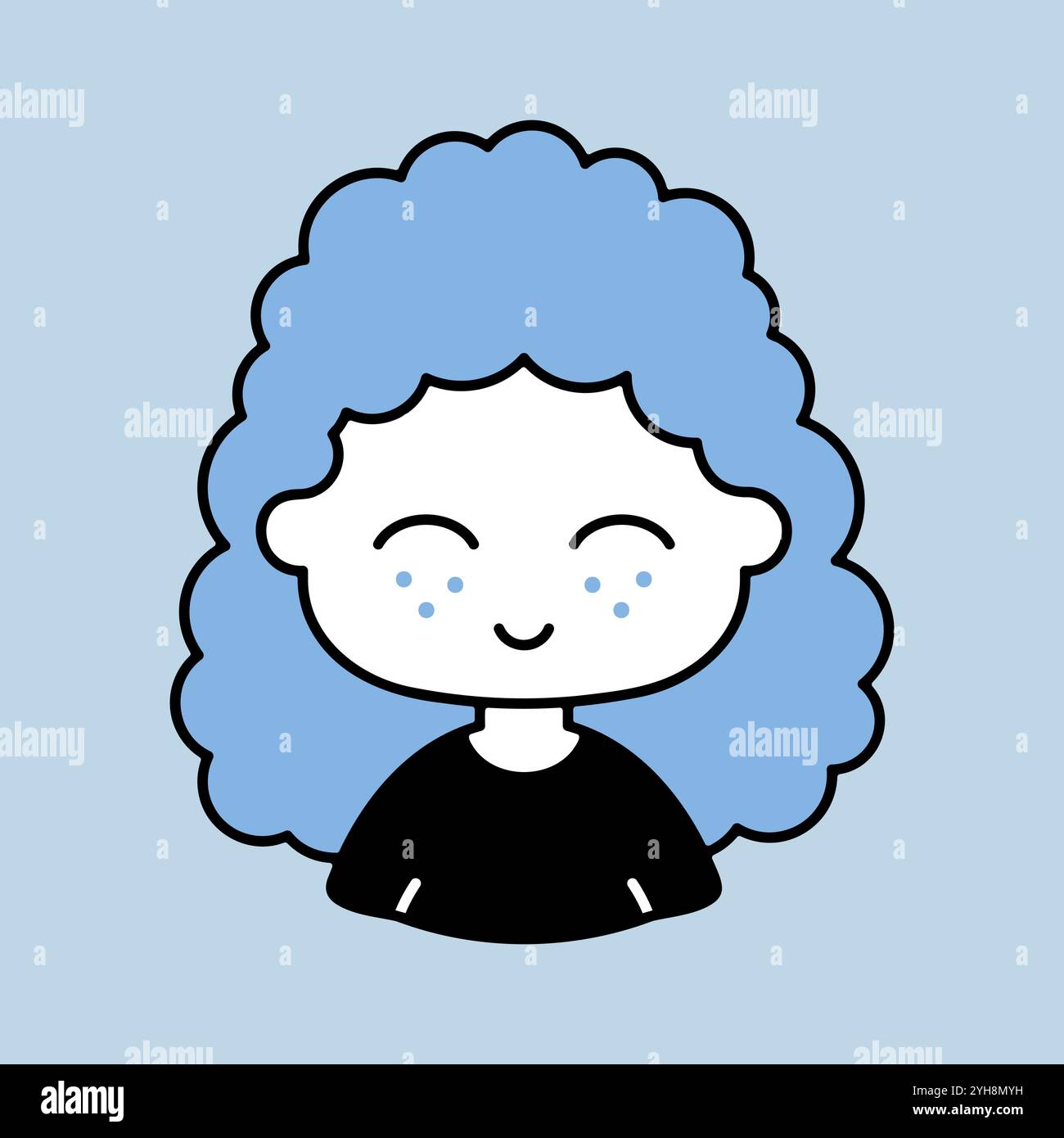 Woman girl with curly hairstyle vector icon. Avatar character portrait ...