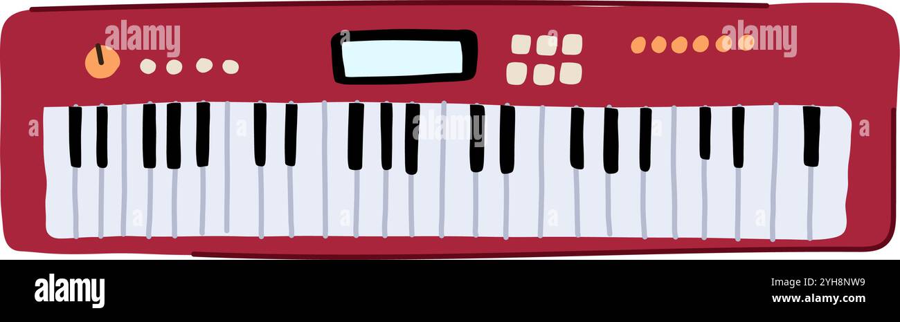 keyboard synthesizer cartoon vector illustration Stock Vector Image ...