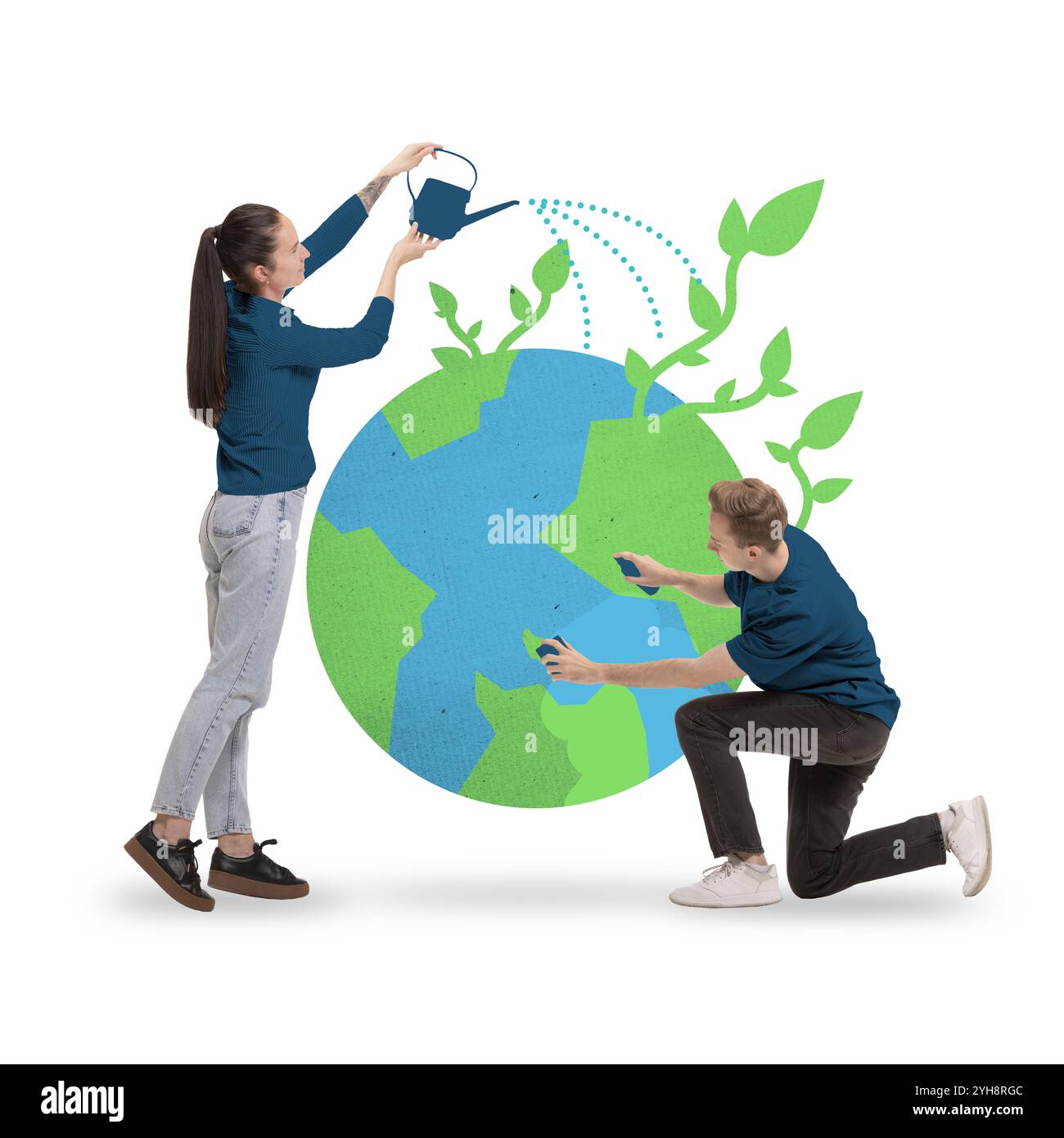 Collage woman watering plants hi-res stock photography and images - Alamy