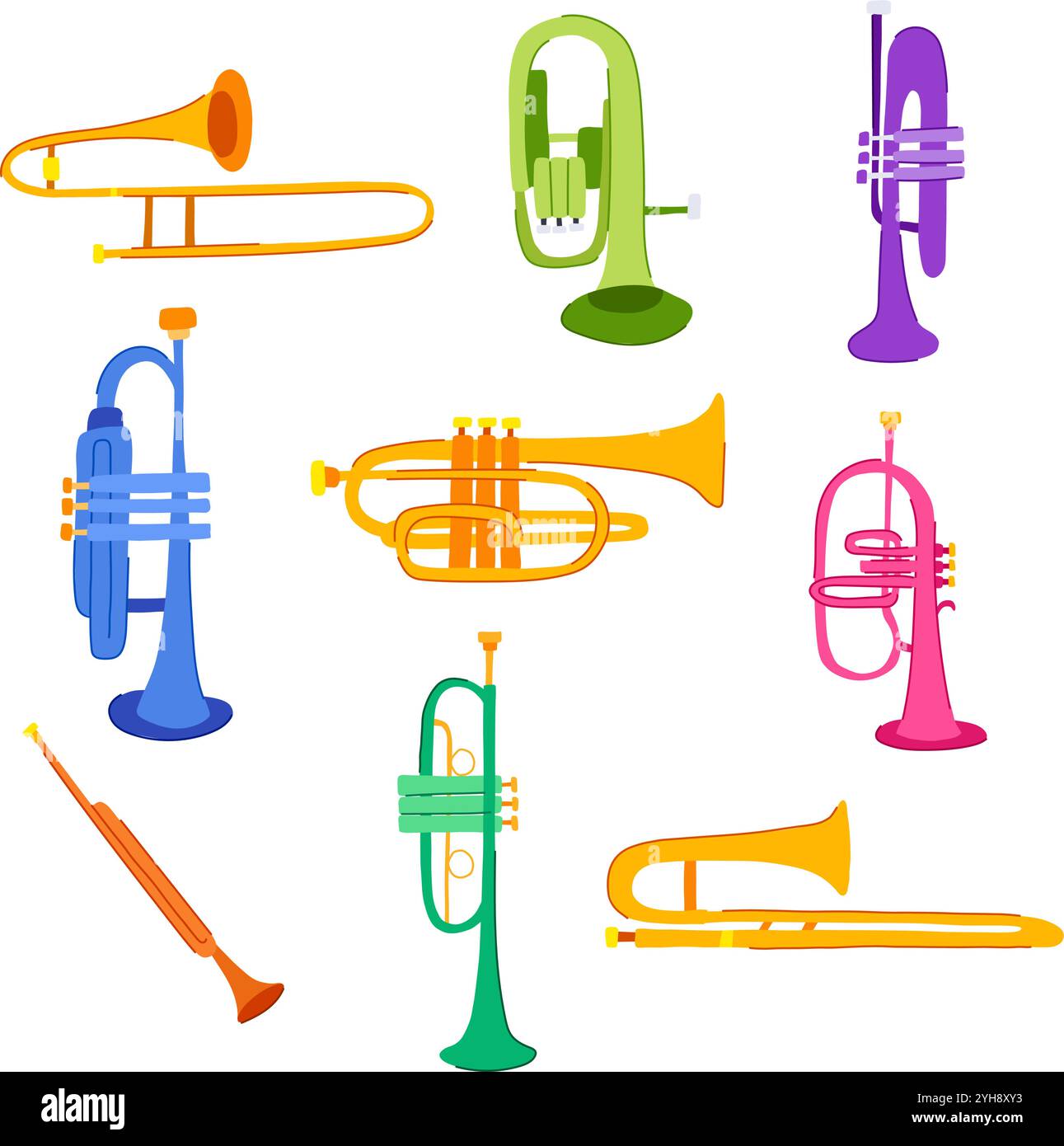 trumpet set cartoon vector illustration Stock Vector Image & Art - Alamy