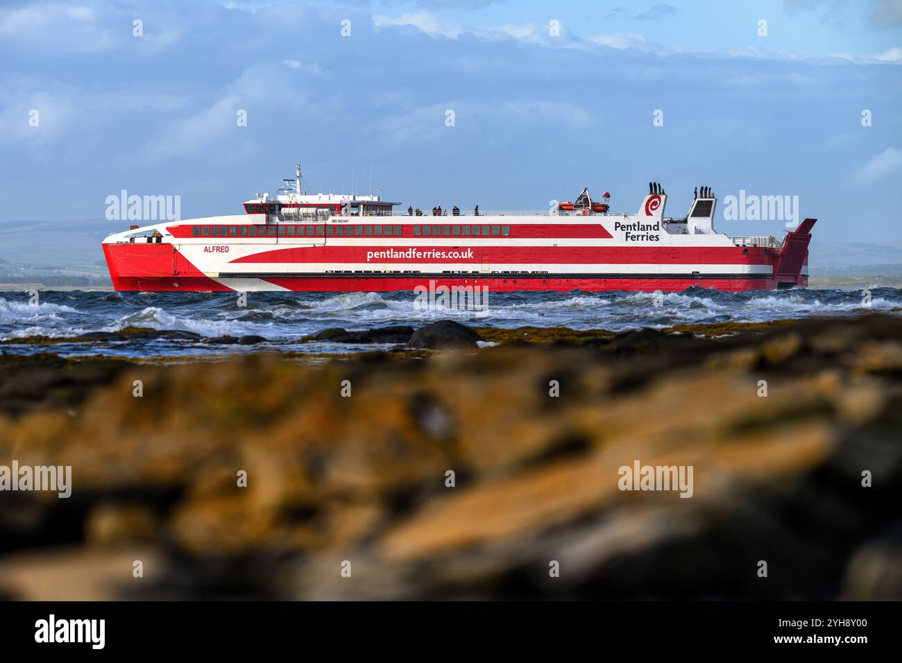 The catamaran ferry Alfred, operated by the Orkney-based Pentland ...