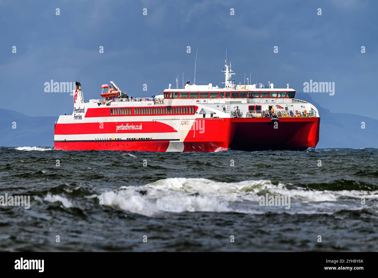 The catamaran ferry Alfred, operated by the Orkney-based Pentland ...