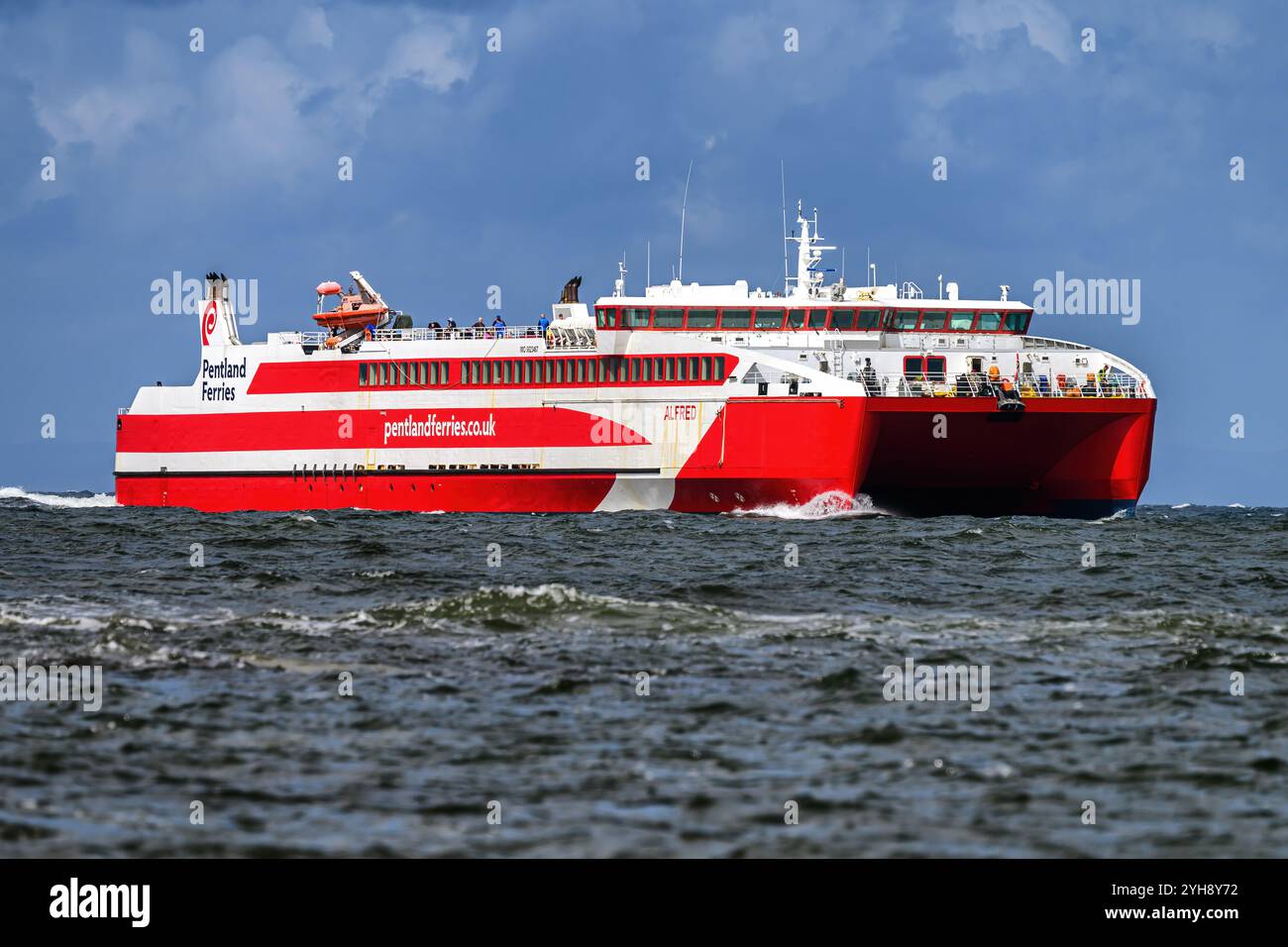 The catamaran ferry Alfred, operated by the Orkney-based Pentland ...