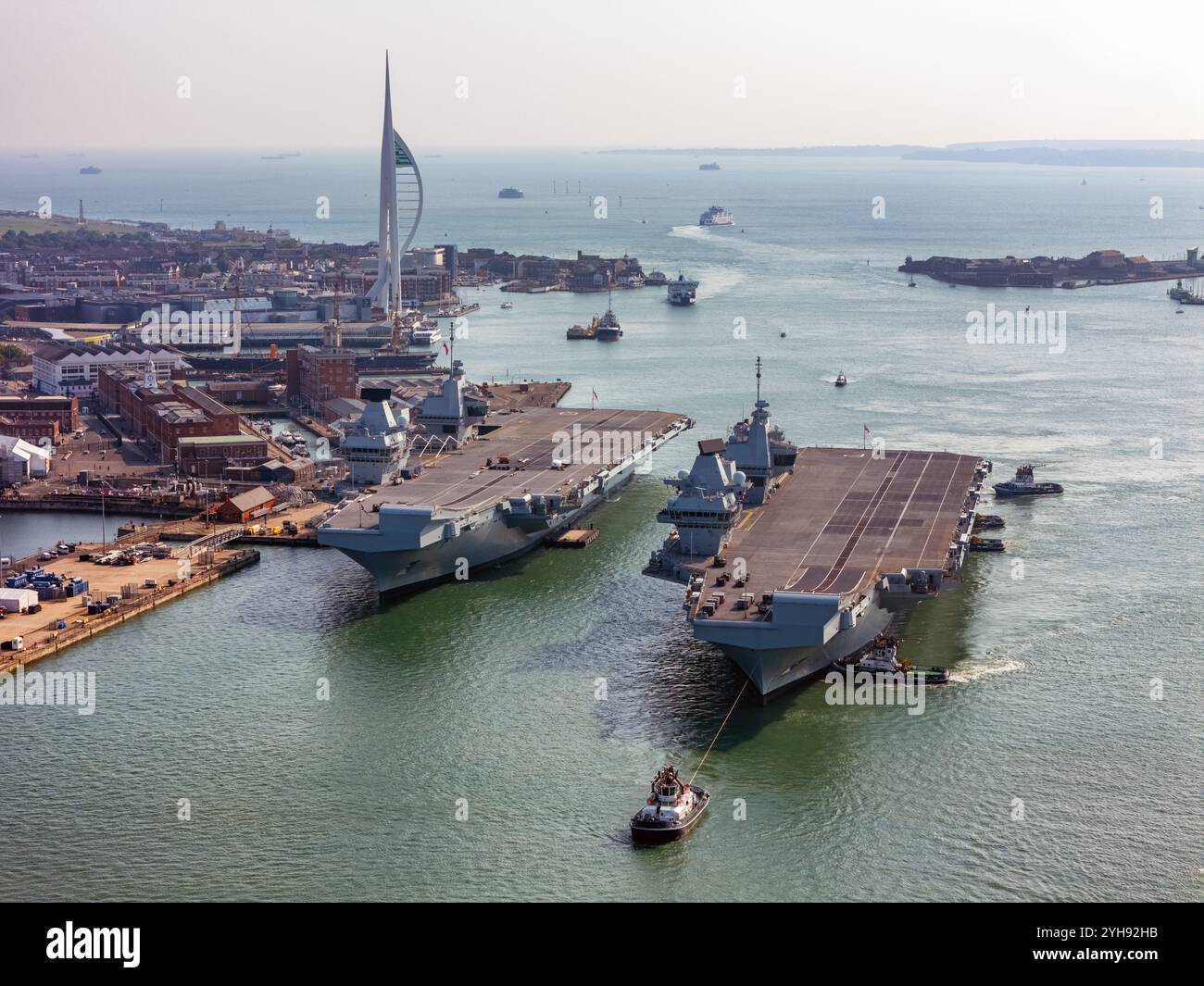 The Royal Navy aircraft carriers HMS Queen Elizabeth (R08) and HMS ...