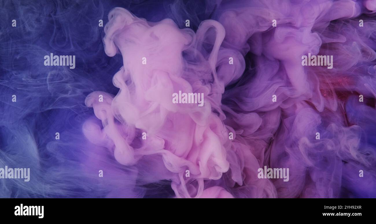 Paint water mix. Smoke cloud. Purple pink color gradient splash mist ...