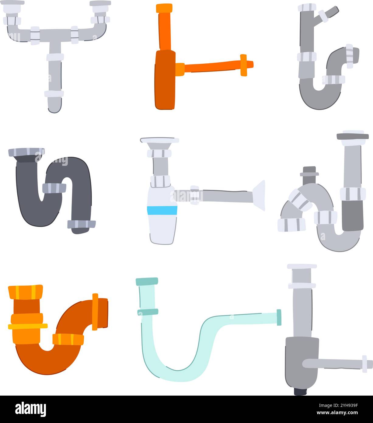 waste drain trap set cartoon vector illustration Stock Vector Image ...