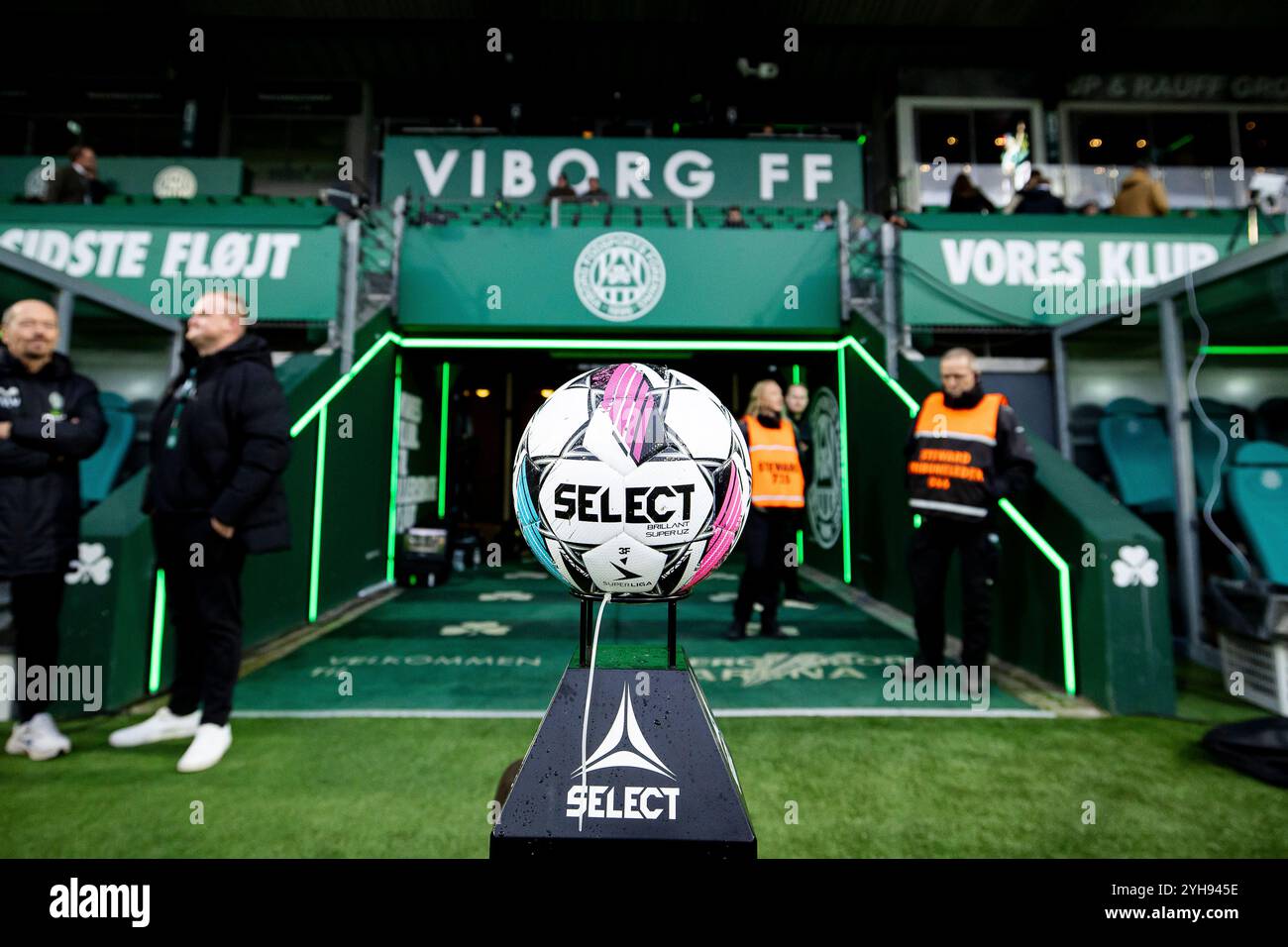 Viborg, Denmark. 10th Nov, 2024. The match ball before the Superliga ...