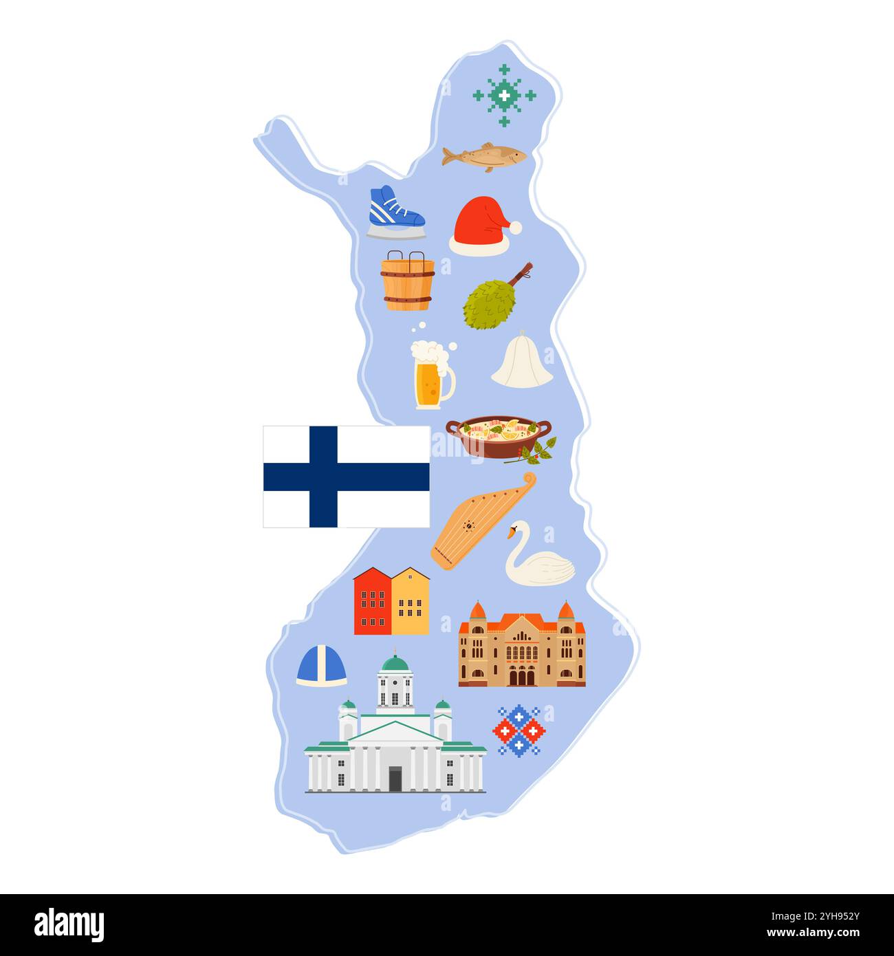 Travel to Finland set, Finnish culture and landmarks, food and ...