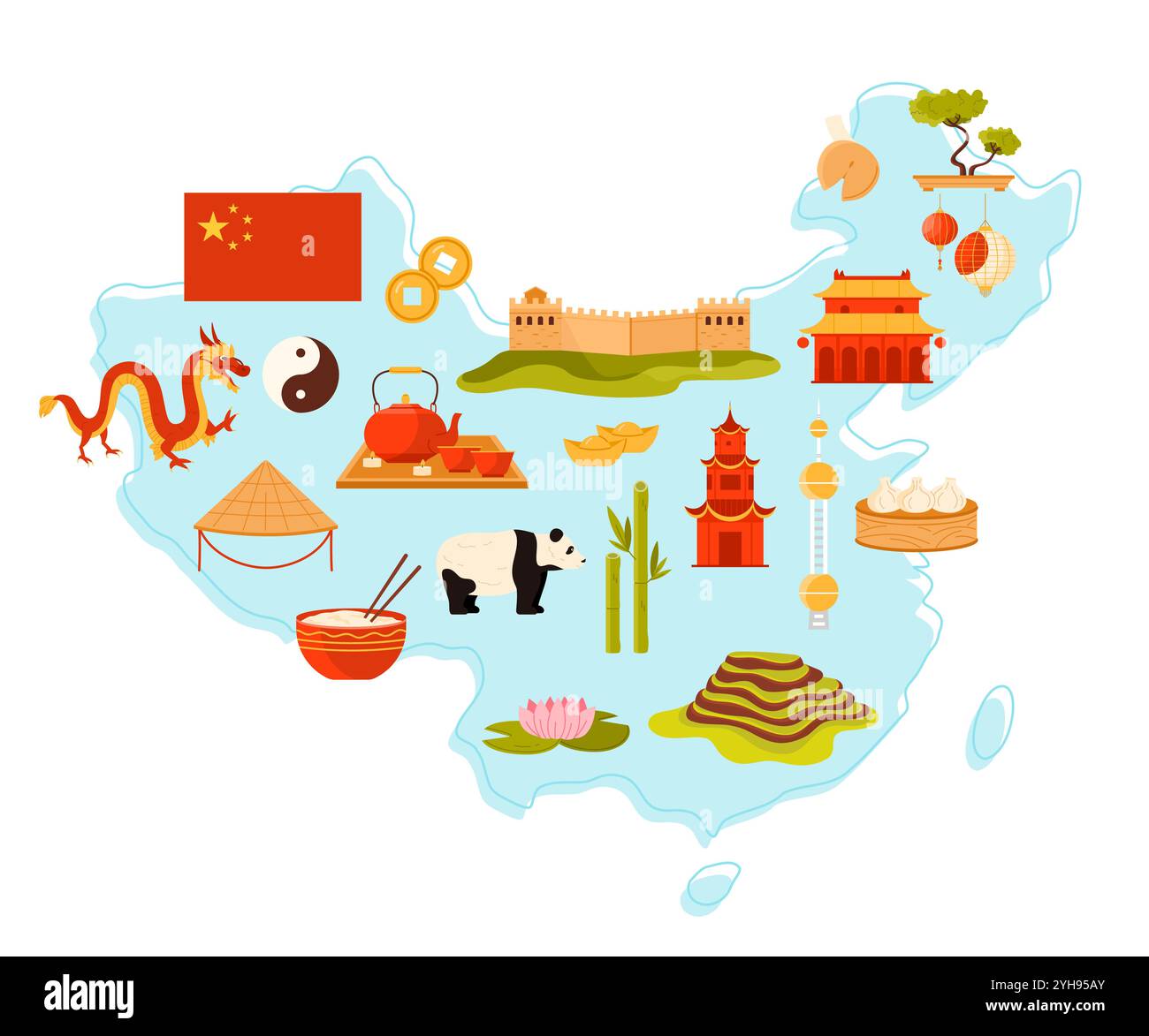 Great wall of china on map hi-res stock photography and images - Alamy