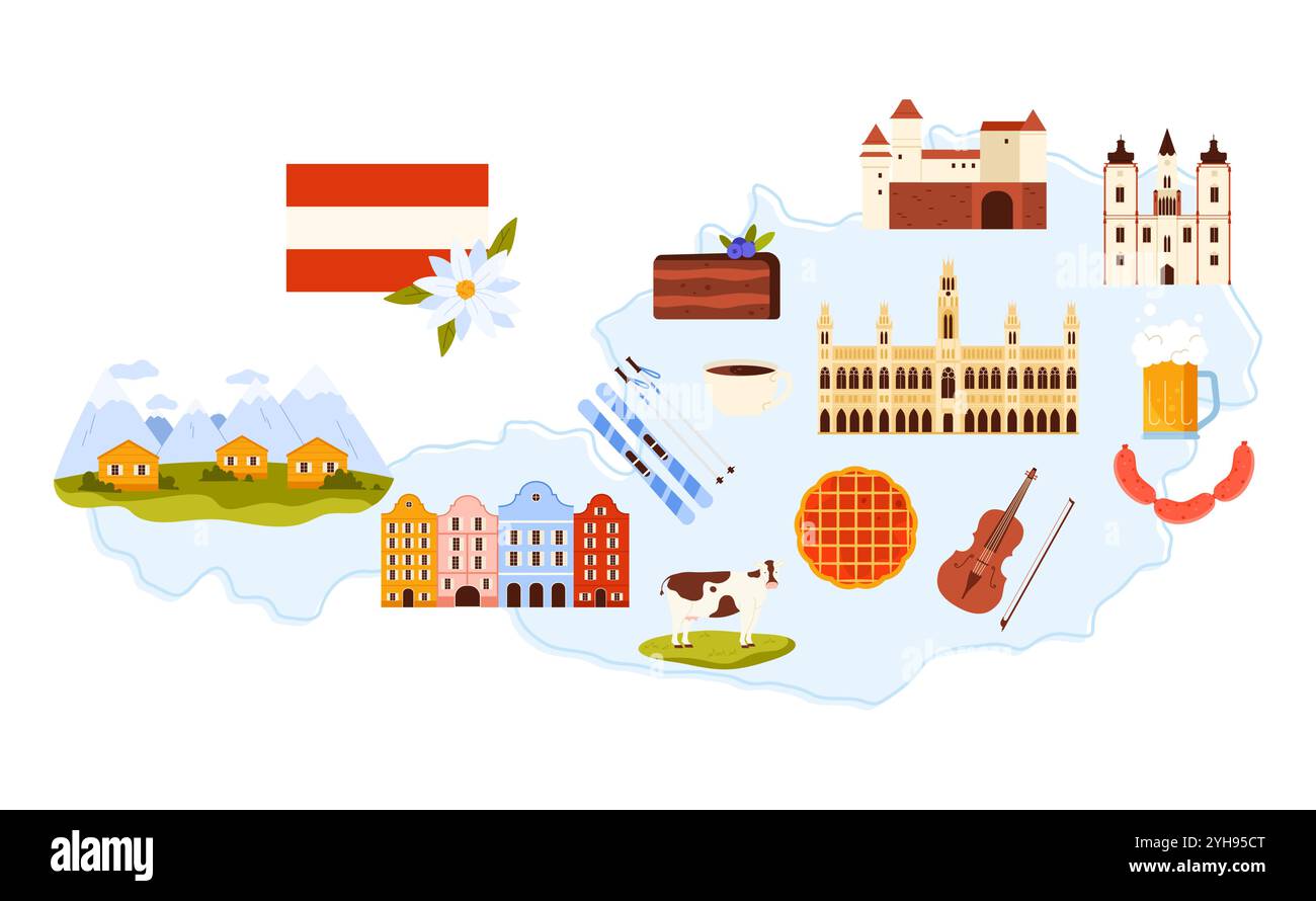 Vintage austria alps map Stock Vector Images - Alamy