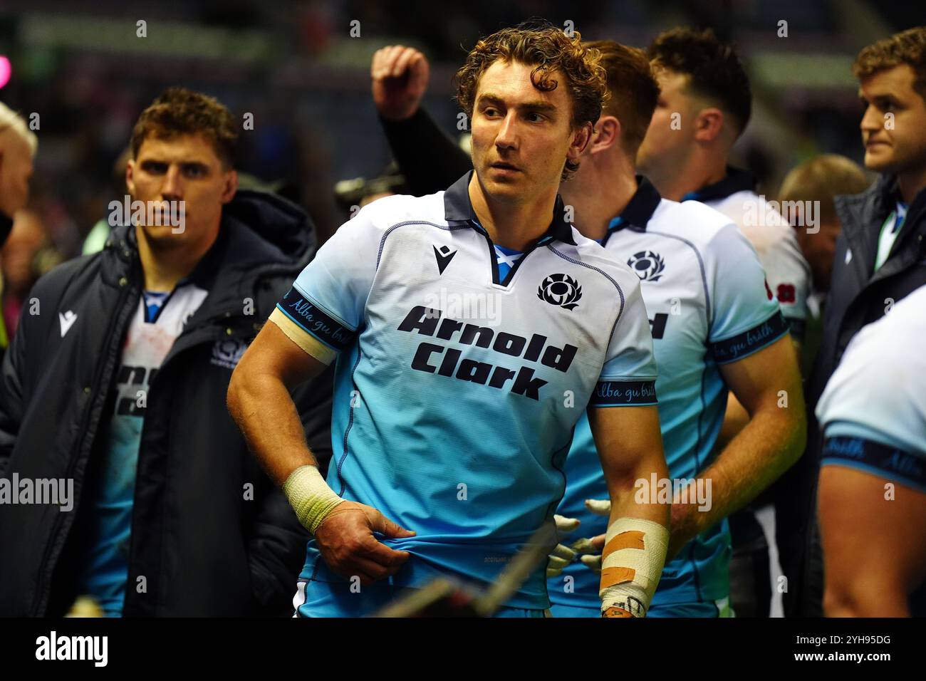Scotland's Jamie Ritchie (centre) reacts after the final whistle in the ...