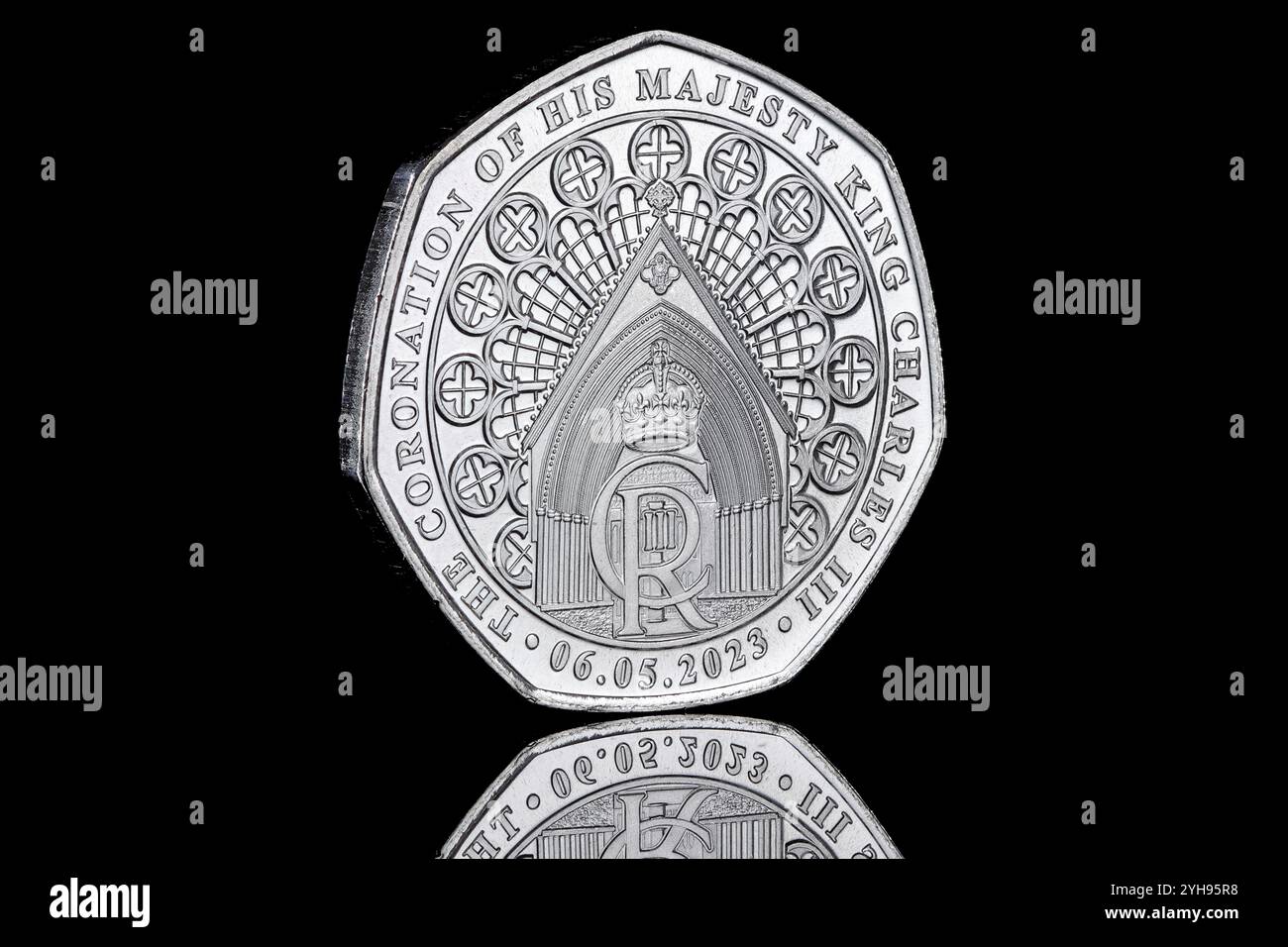 2023 Gibraltar 50p coin to commemorate King Charles III Coronation at Westminster Abbey Stock ...