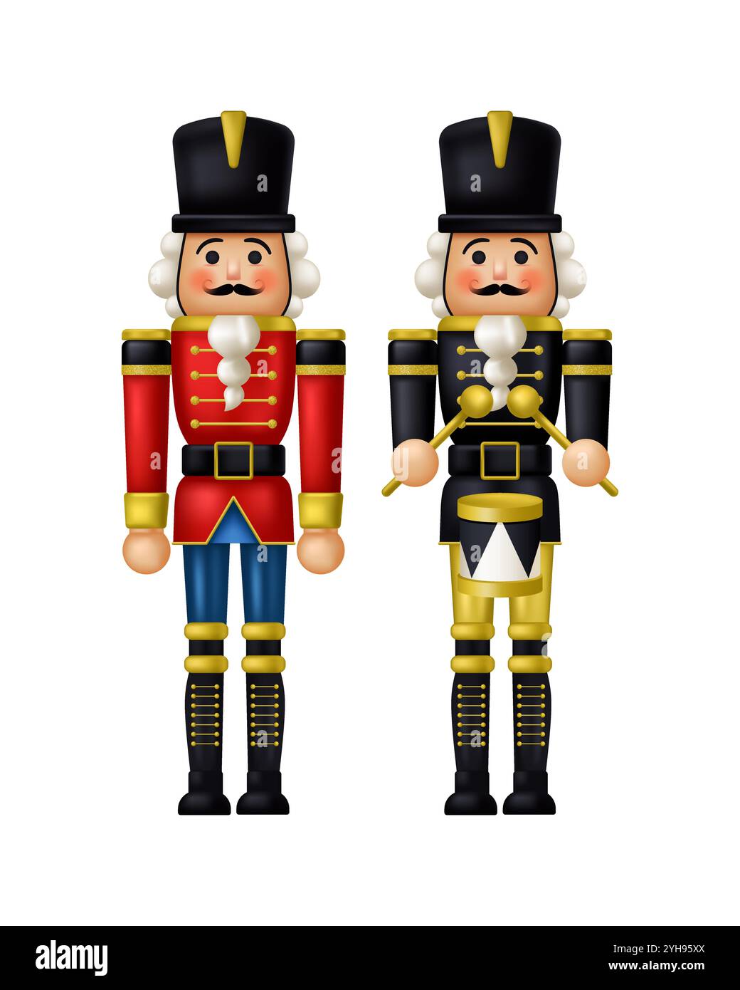 Christmas Nutcracker wooden toy soldier traditional figurine. Vector ...