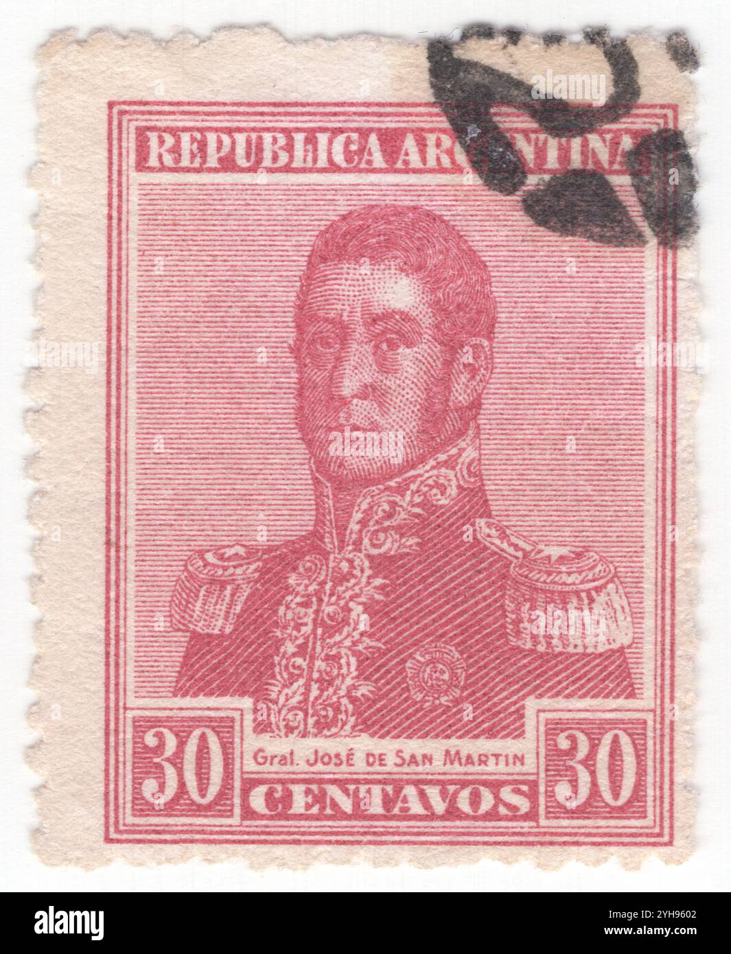 ARGENTINA - 1916 July 9: 30 centavos claret postage stamp depicting ...