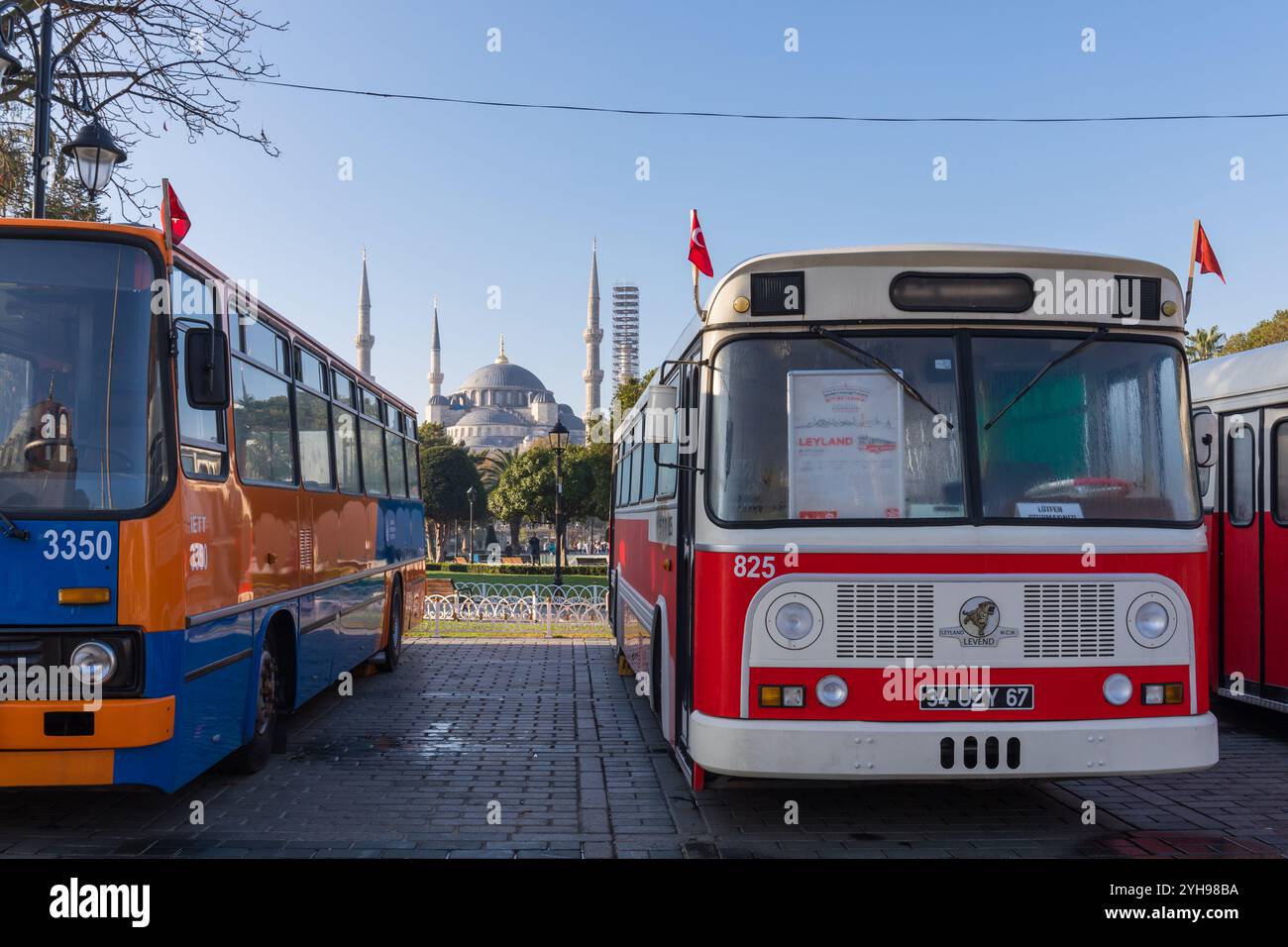 Old buses parked near The Blue Mosque, Istanbul, Turkey Stock Photo - Alamy