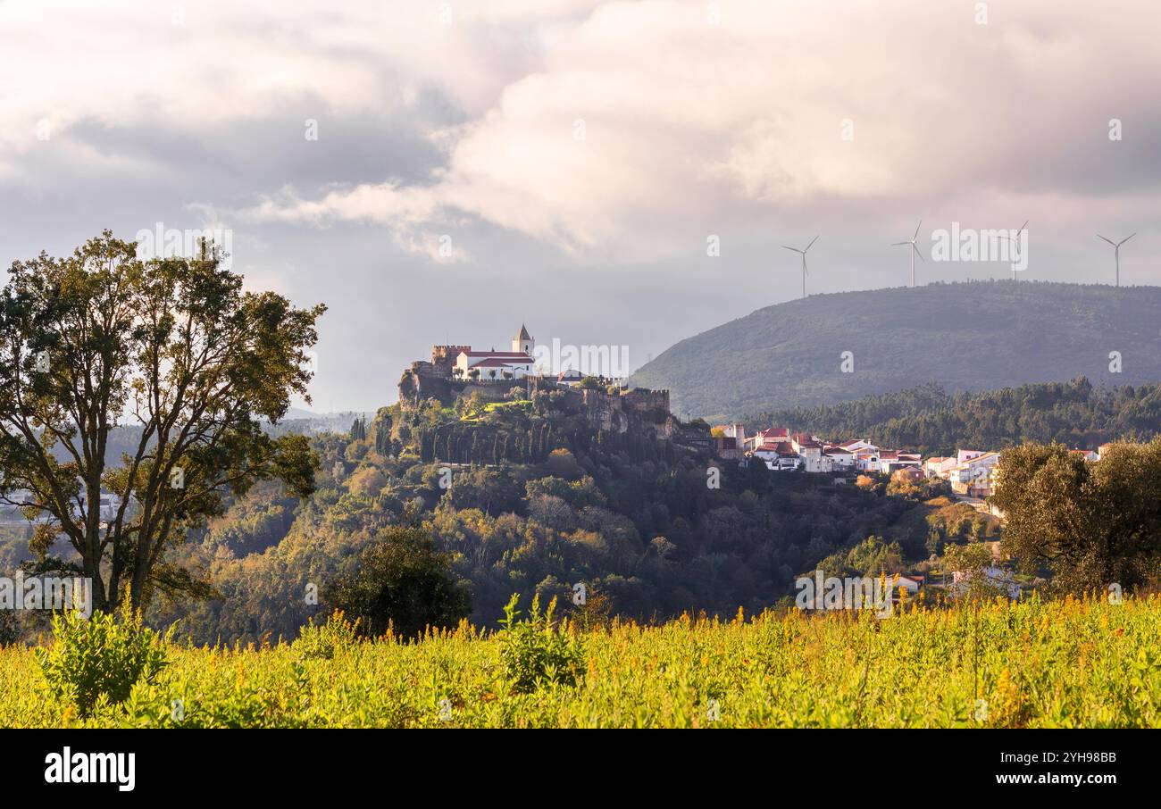 Penela Castle and Windturbines Stock Photo - Alamy