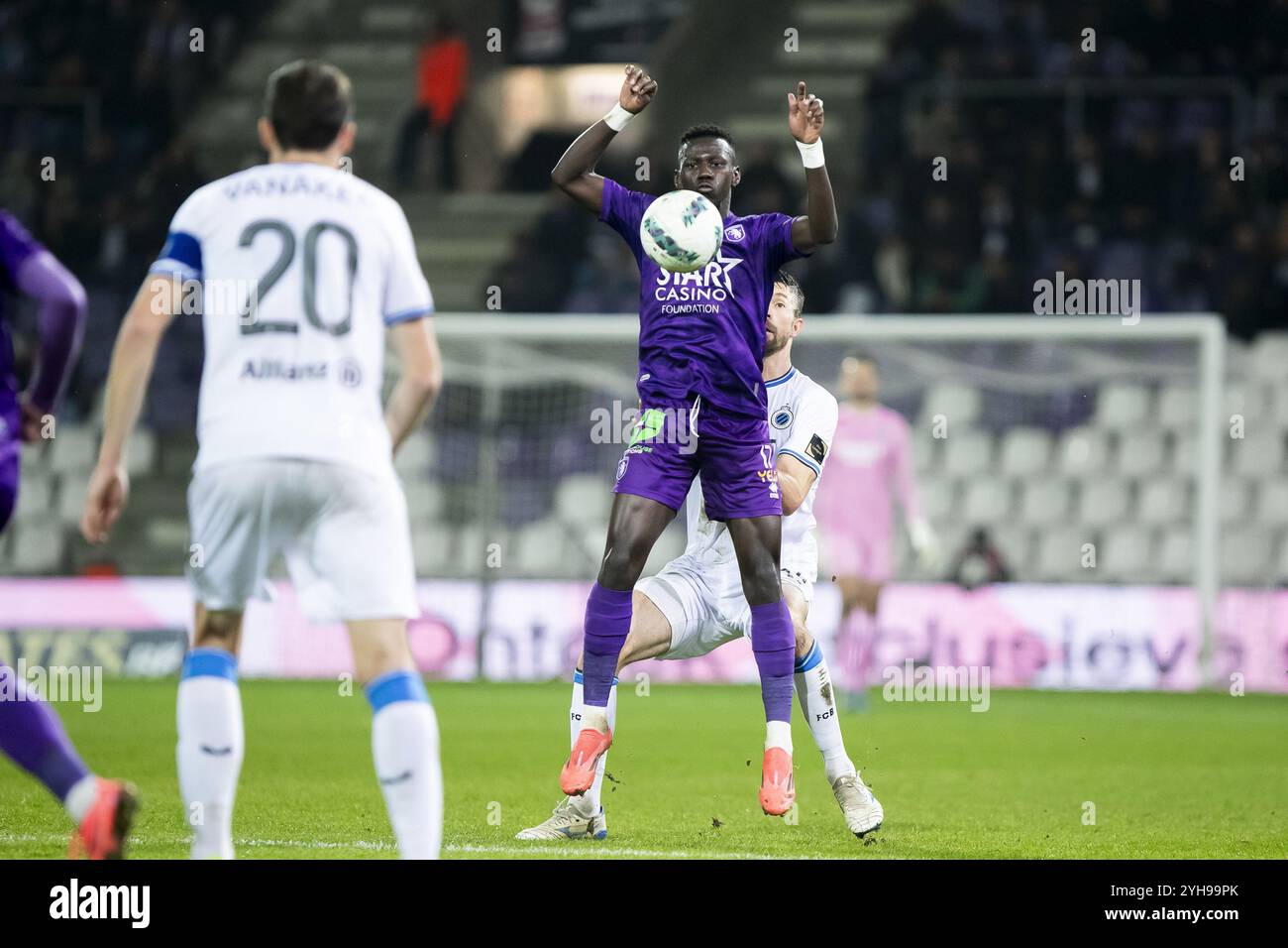 Beerschot's Marwan Al-Sahafi and Club's Brandon Mechele pictured during ...