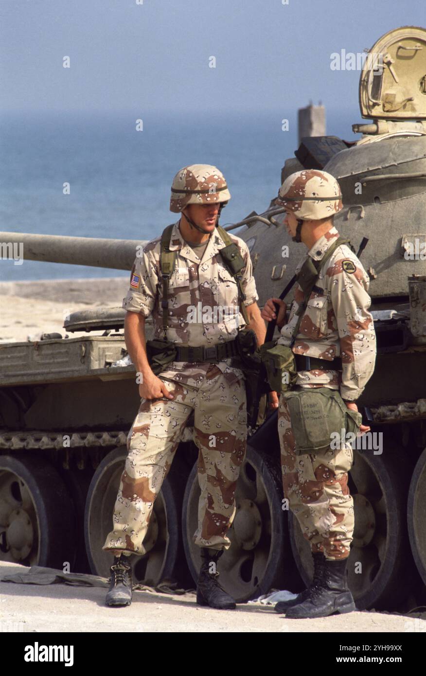 First Gulf War: 10th March 1991 U.S. Army soldiers stand next to an ...