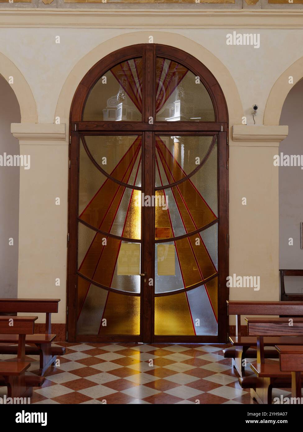 Interior of the Church of Saint Mary of Grace (Santa Maria delle Grazie) with colourful entrance ...