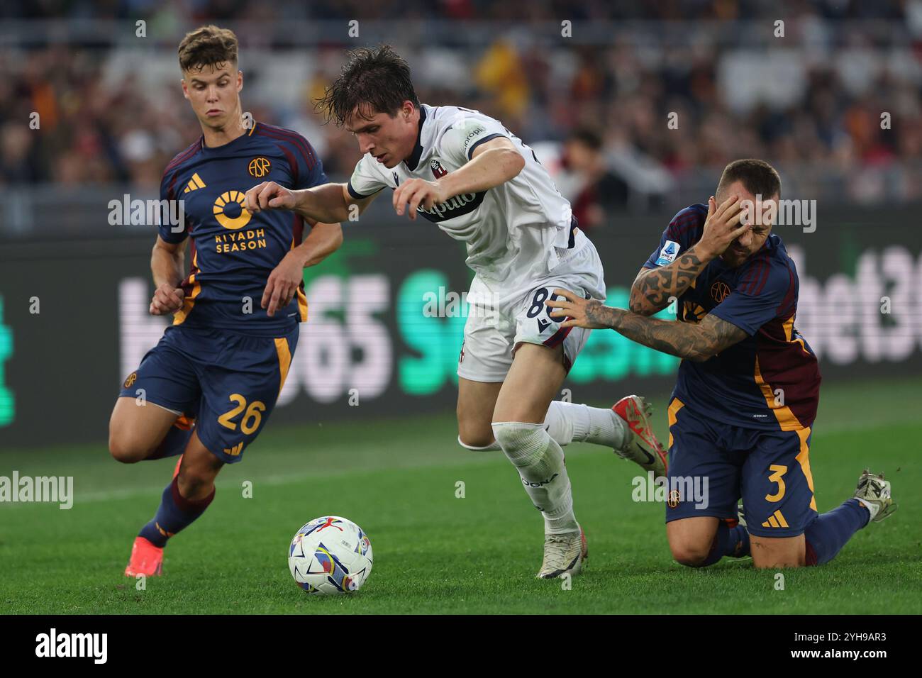 Rome, Italy 10.11.2024 : Samuel Elias Dahl of Roma, Giovanni Fabbian of ...