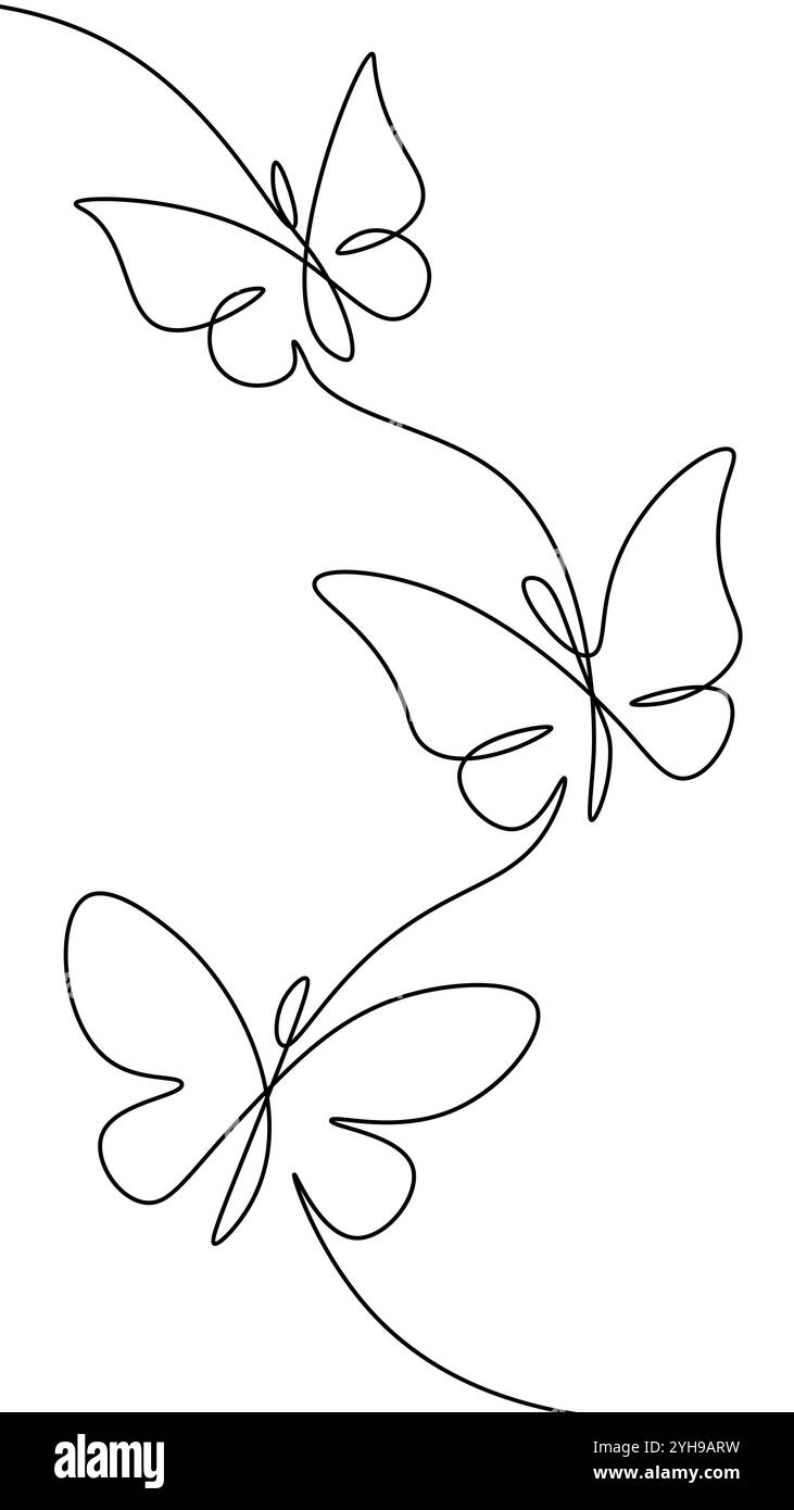 Single continuous line art butterfly. Nature beauty organic cosmetics ...