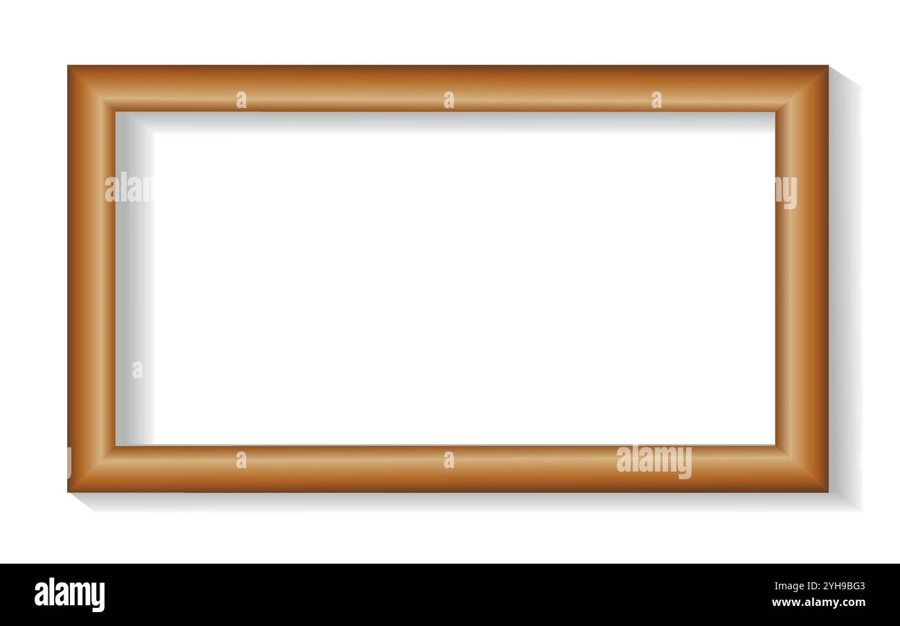 Elegant realistic wooden rectangular photo frame. Vector illustration ...